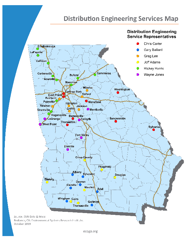 Engineering & Energy Services Map | Electric Cities of Georgia